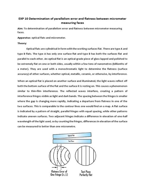 Exp 10 Determination Of Parallelism Error And Flatness Between