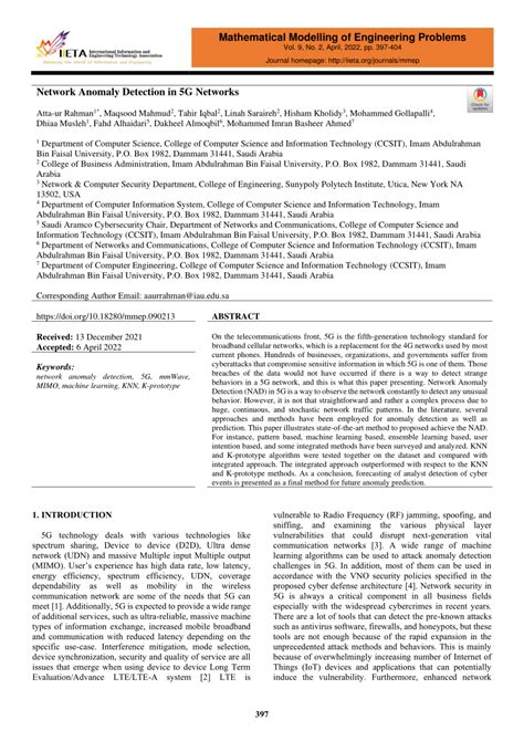 Pdf Network Anomaly Detection In G Networks