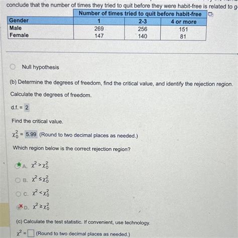 Solved Null Hypothesis B Determine The Degrees Of Freedom