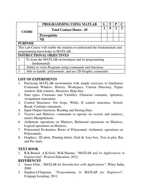 Cs1001 Programming Using Matlab Pdf