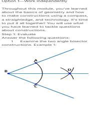 Taken To Construct And Bisect An Angle How Are They Different If You Chose An Course Hero