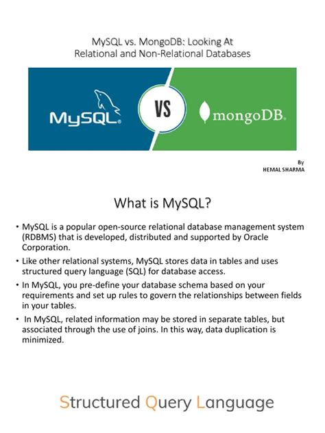 Mysql Vs Mongodb Looking At Relational And Non Relational Databases Pdf Relational