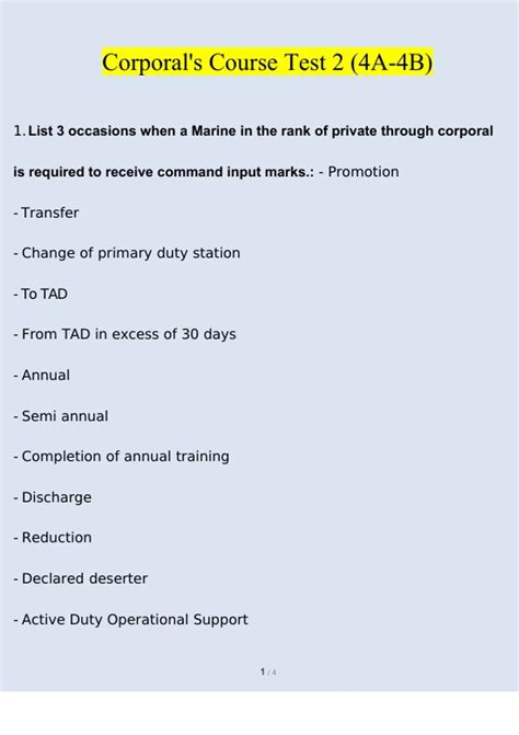 Corporals Course Test 2 4a 4b Questions And Answers 2023 2024 Verified Answers