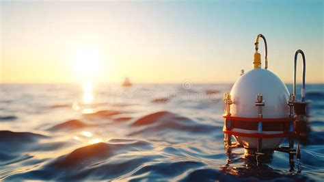 Ocean Wave Energy Converter At Sunrise Innovative Marine Technology Harnessing Renewable Power