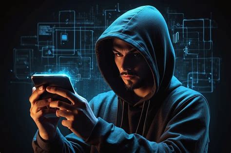 Darkweb Darknet And Hacking Concept Hacker With Cellphone Man Using