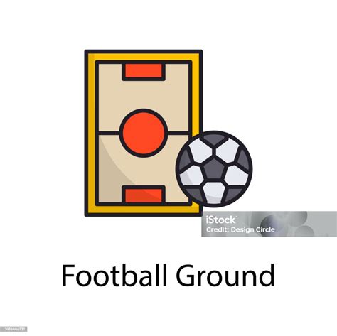 풋볼 그라운드 벡터는 윤곽선 아이콘 디자인 일러스트레이션을 채웠습니다 흰색 배경 Eps 10 파일에 스포츠 및 수상 기호 밤 하루 시간대에 대한 스톡 벡터 아트 및 기타