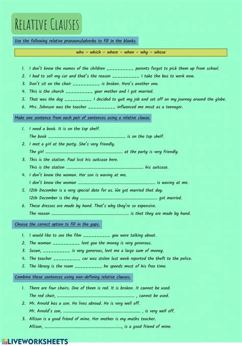 relative clauses exercises for class 8 with answers design talk