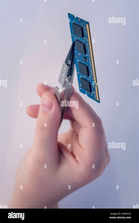 Technician Fixing Computer Repair And Upgrade Concept Of Laptop Workshop Background Stock