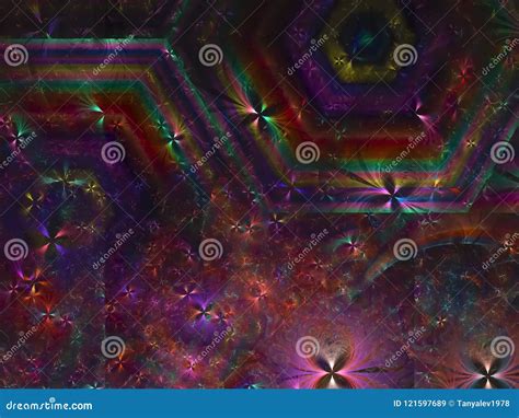 Abstract Fractal Digital Effect Card Surface Circle Composition Modern