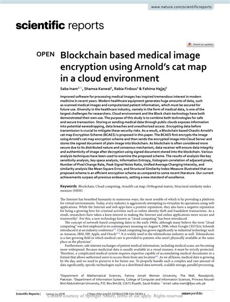 pdf blockchain based medical image encryption using arnold s cat map
