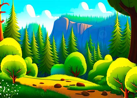Fond De Forêt De Dessin Animé Style De Livre Dhistoire Pour Enfants