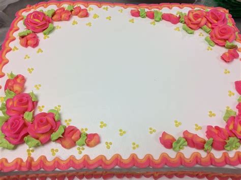 Pink And Orange Roses Sheet Cake Slab Cake Sheet Cake Orange Roses