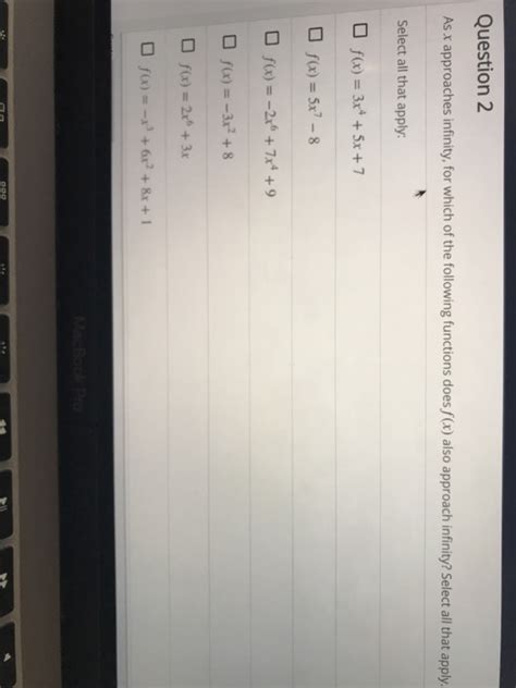 solved question 2 as x approaches infinity for which of the