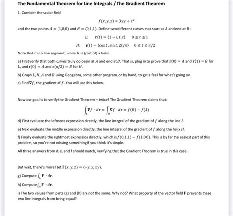 solved the fundamental theorem for line integrals the
