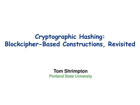 ppt cryptographic hashing blockcipher based constructions revisited