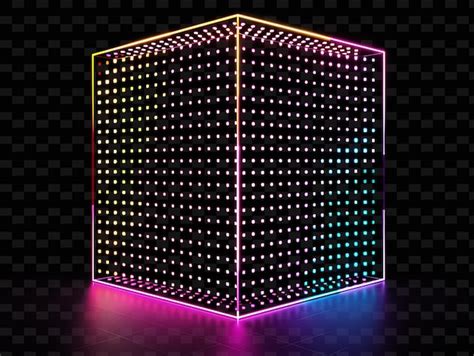 Premium Psd Led Pixel Cube Sign With A Cube Shaped Board Futuristic Fram Y2k Shape Creative