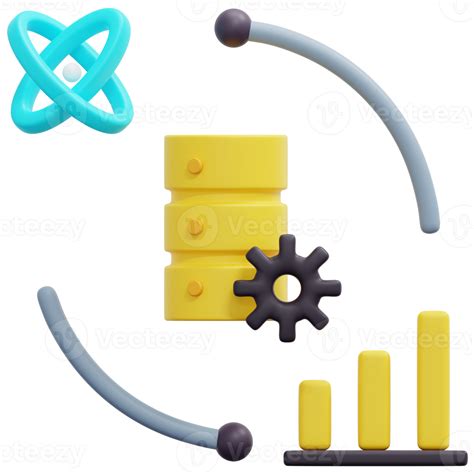 Data Science D Render Icon Illustration PNG
