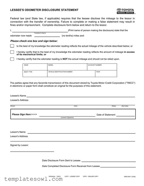 Download Odometer Statement Form Templatesowl