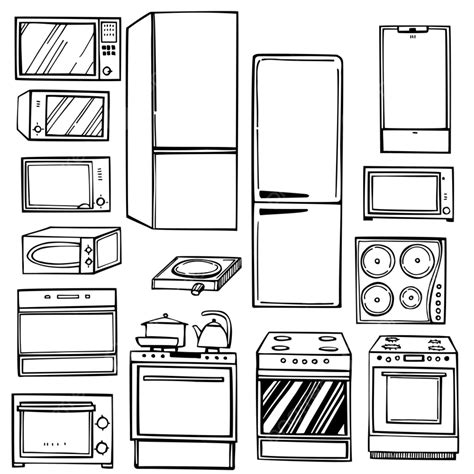 Hand Drawn Kitchen Vector Hd Images Hand Drawn Kitchen Appliances Set Machine Stove