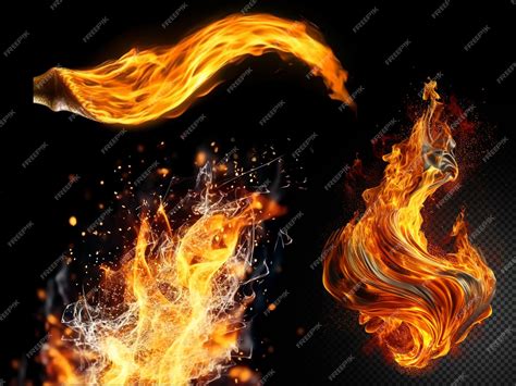 화재 불꽃 및 스파크 투명 배경 프리미엄 Psd 파일