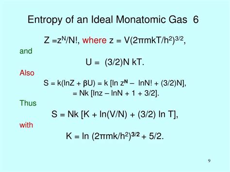 Ppt Entropy Of An Ideal Monatomic Gas 1 Powerpoint Presentation Free Download Id 1431625