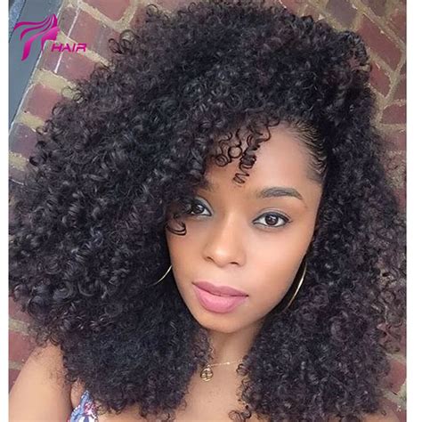 100 Human Hair Brazilian Virgin Wigs Kinky Curly Full Lace Wig
