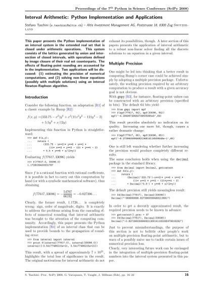 Interval Arithmetic Python Implementation And Applications Scipy