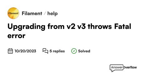 Upgrading From V2 V3 Throws Fatal Error Filament
