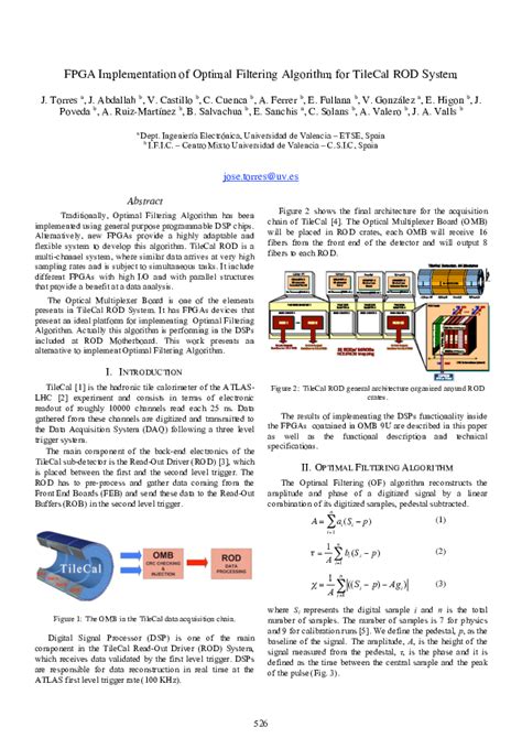 Pdf Fpga Implementation Of Optimal Filtering Algorithm For Tilecal