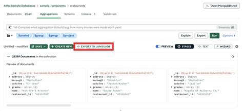 Export Pipeline To Specific Language Compass Mongodb Docs