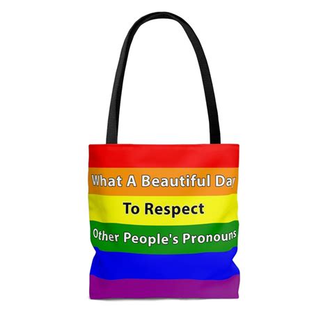 Lgbtq Pride Tote Bag Pronoun Respect Rainbow Pride Flag Equality Bag