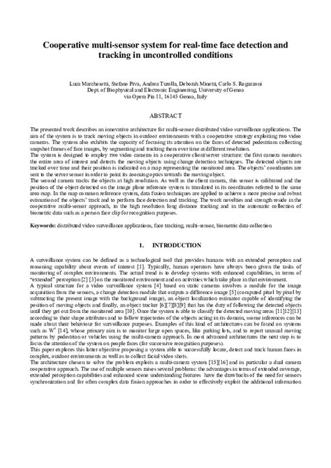 pdf cooperative multisensor system for real time face detection and