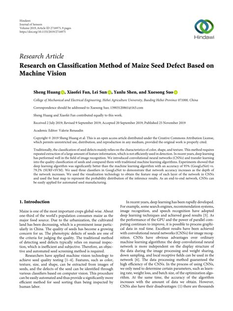 Pdf Research On Classification Method Of Maize Seed Defect Based On