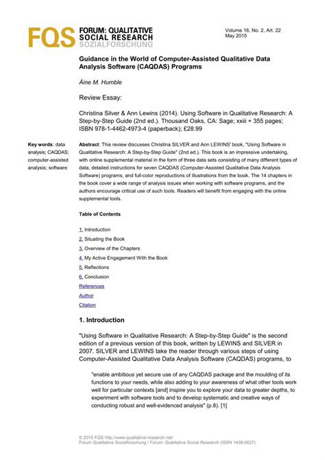 Pdf Guidance In The World Of Computer Assisted Qualitative Data