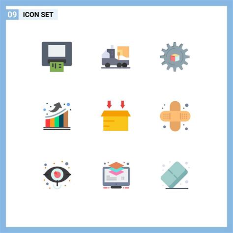 Universal Icon Symbols Group Of 9 Modern Flat Colors Of Logistic Up Atoumated Statistics Graph