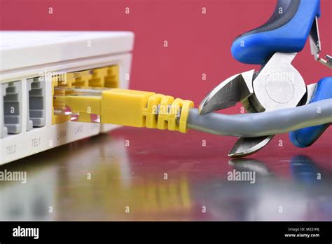 Break Down Network Connection Failure And Problem With Home Network Access Concept Stock Photo