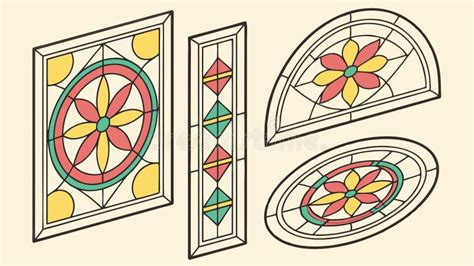 Stained Glass Window Frame Designs Vector Set Generative Ai Stock