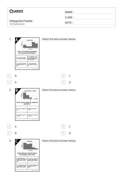 Printable Histograms Worksheets Quizizz