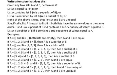 given any two lists a and b determine if list a is