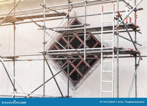 Construction Scaffolding As Temporary Structure For Support Safety In Construction Site For New