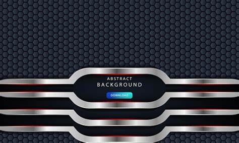 Black Abstract Overlap Background Vector Realistic Overlap Layer On Hexagon Pattern Background