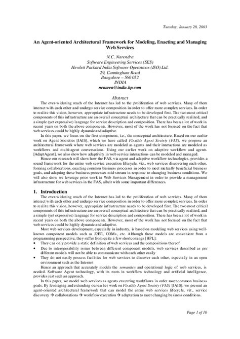 Pdf An Agent Oriented Architectural Framework For Modeling Enacting And Managing Web Services