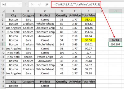 How To Use The DVARP Function In Excel