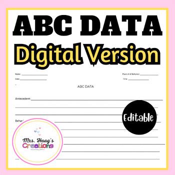 ABC DATA Sheets Editable By Mrs Haag S Creations TPT