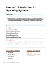 Lesson Introduction To Operating Systems Pdf Lesson Introduction To Operating Systems