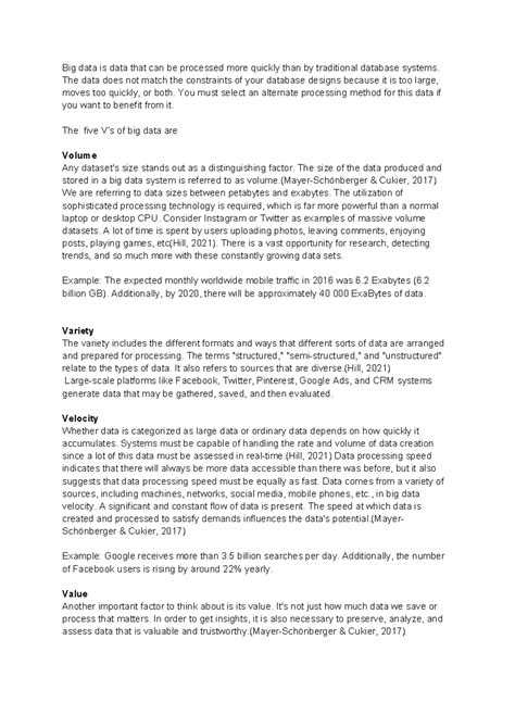 Cs3440 Wa Unit 1 Written Assignment Unit 1 Big Data Is Data That
