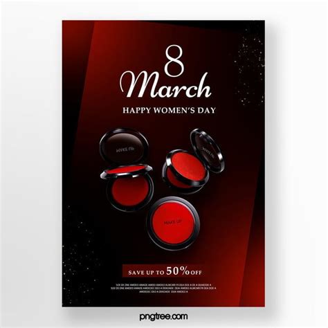 빨간 섬세한 여성의 날 메이크업 판촉 포스터 템플릿 Psd 다운로드 디자인 자료 다운로드 Day Makeup Makeup Poster Template