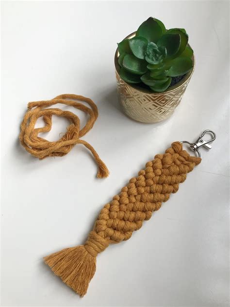 Fishtail Braid Macrame Keyring Macrame Keychain Lobster Etsy