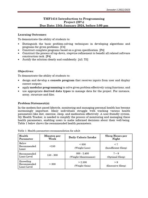 Itp Project Myhealthtracker Updated Pdf Parameter Computer