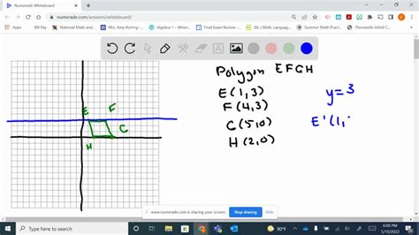 solved graph the polygon and it s image after a reflection in the line